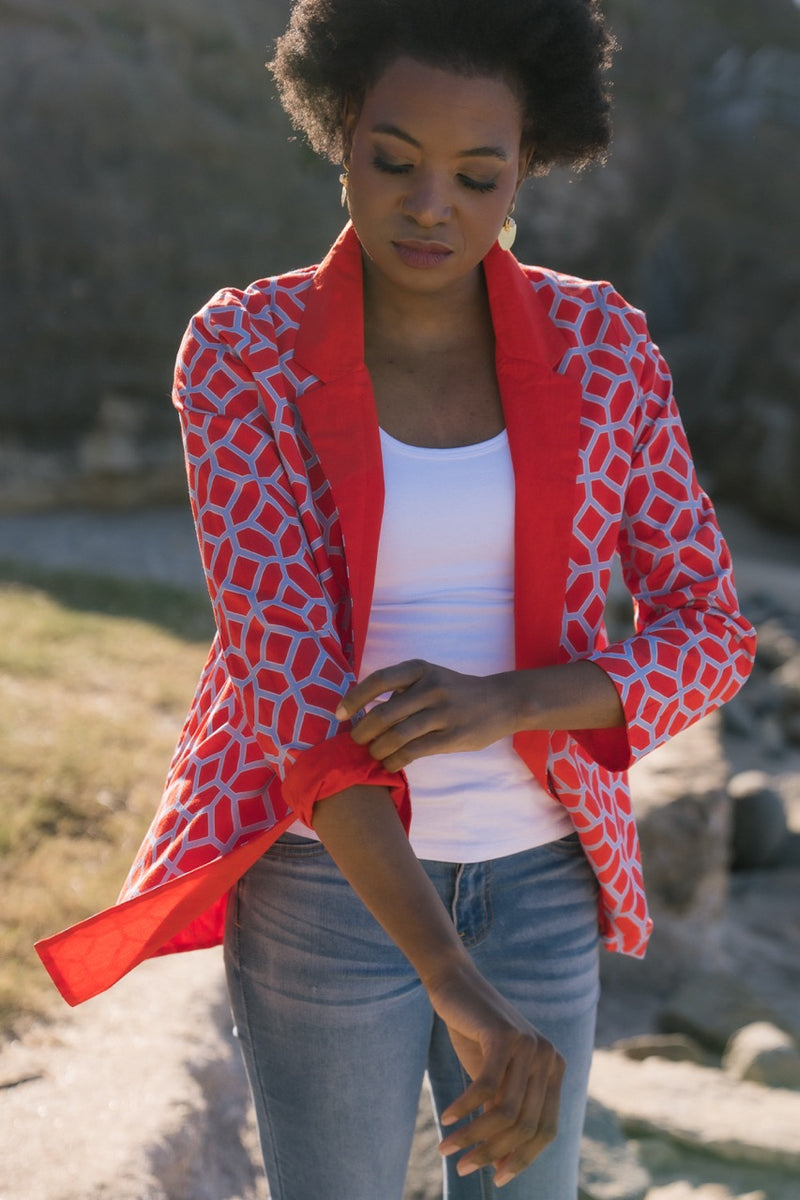 Jamie Jacket Coral Honeycomb – The Red Tulip