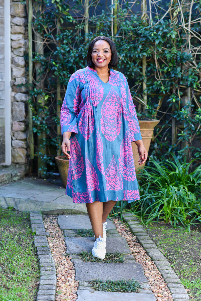 Huckley Tuck Dress — Emperor Teal – The Red Tulip